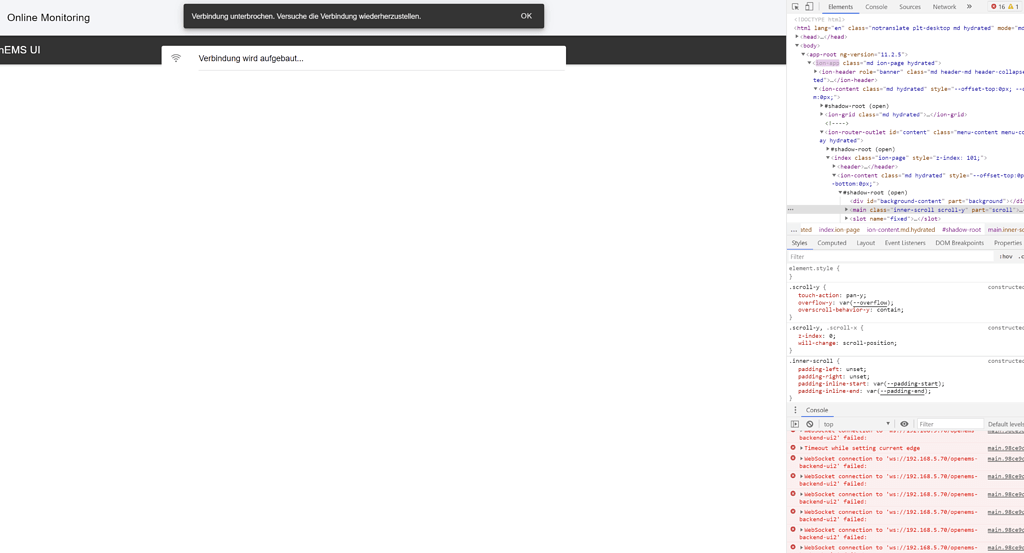 Backend mit UI keine Verbindung - Deutsches Forum - OpenEMS Community